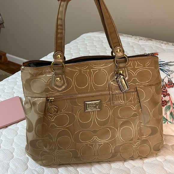 Coach | Bags | Coach Tote Bag Gold Color 6 Inches Wide 13 Inches Tall ...